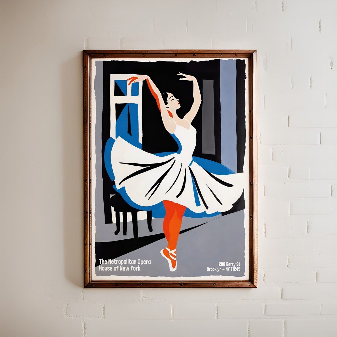 Metropolitan Opera House Poster, Elegant Ballet Dancer Art, Classic New ...