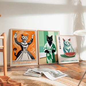 1984 New York City Opera House Poster - Cat Opera Singer - Retro Art ...