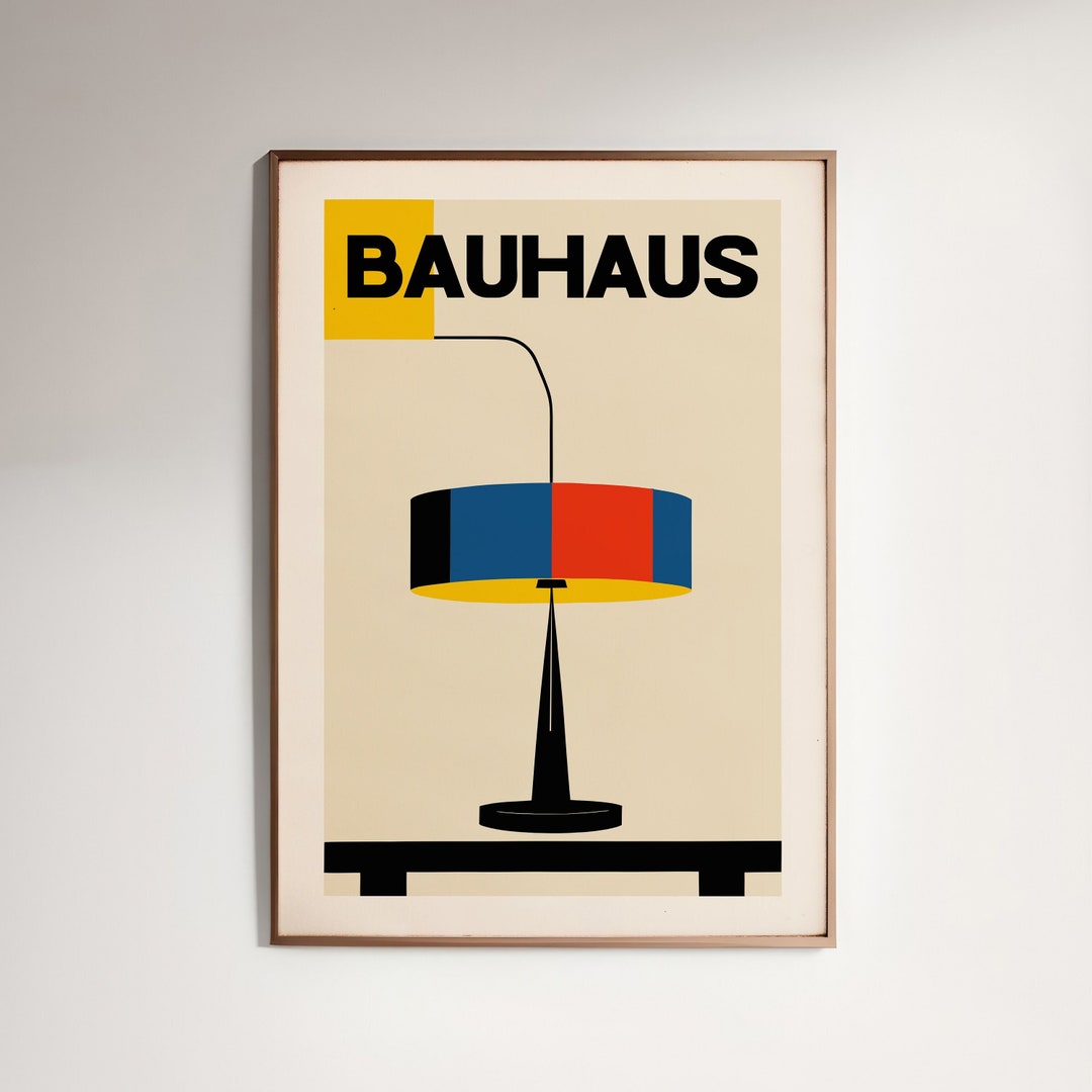 Bauhaus Lamp Poster Iconic Mid-century Modern Art, Abstract Geometric ...