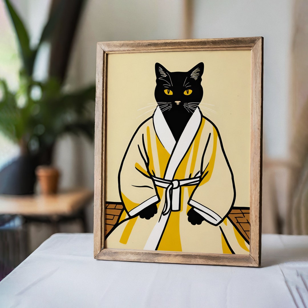 Bathrobe Cat Cute Poster: Whimsical Feline Wall Art for Cat Lovers One ...
