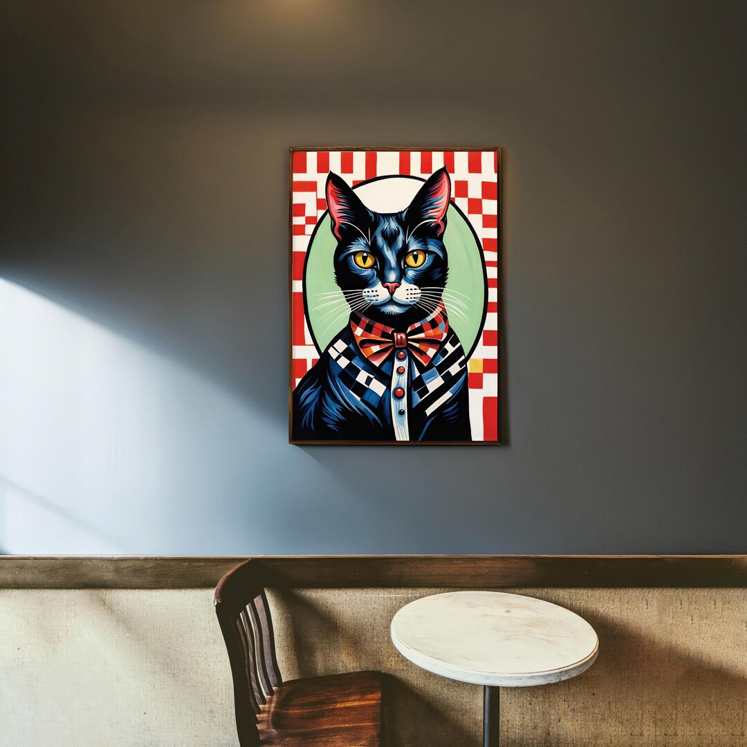 Retro American Diner Cat Poster Vintage-inspired Black Cat Wall Art ...