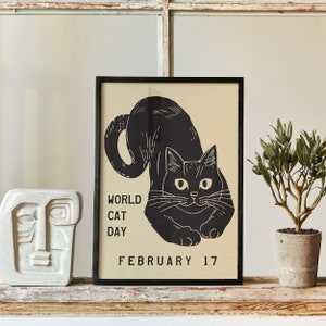 WORLD CAT DAY Poster February 17 Original Poster, Print, Illustration ...
