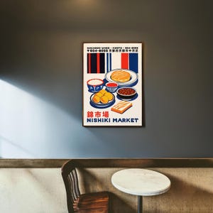 Nishiki Market Kyoto Poster - Japanese Food Illustration | Retro Travel ...