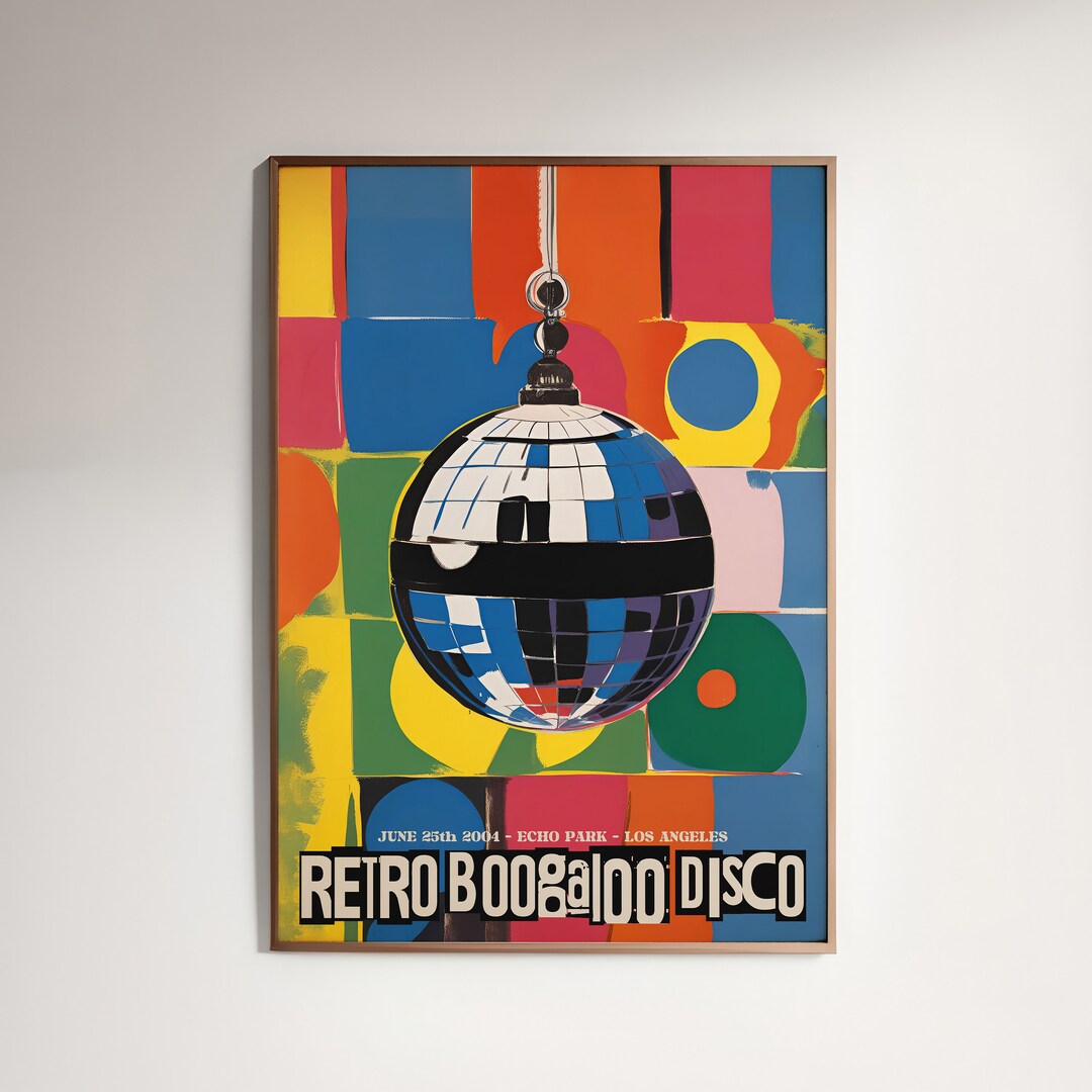 Retro Disco Poster Electric Boogaloo Colourful Hippie Advertising ...