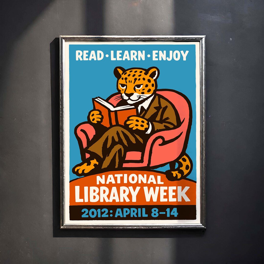 2012 National Library Week Poster - Giclee Reproduction - Leopard ...