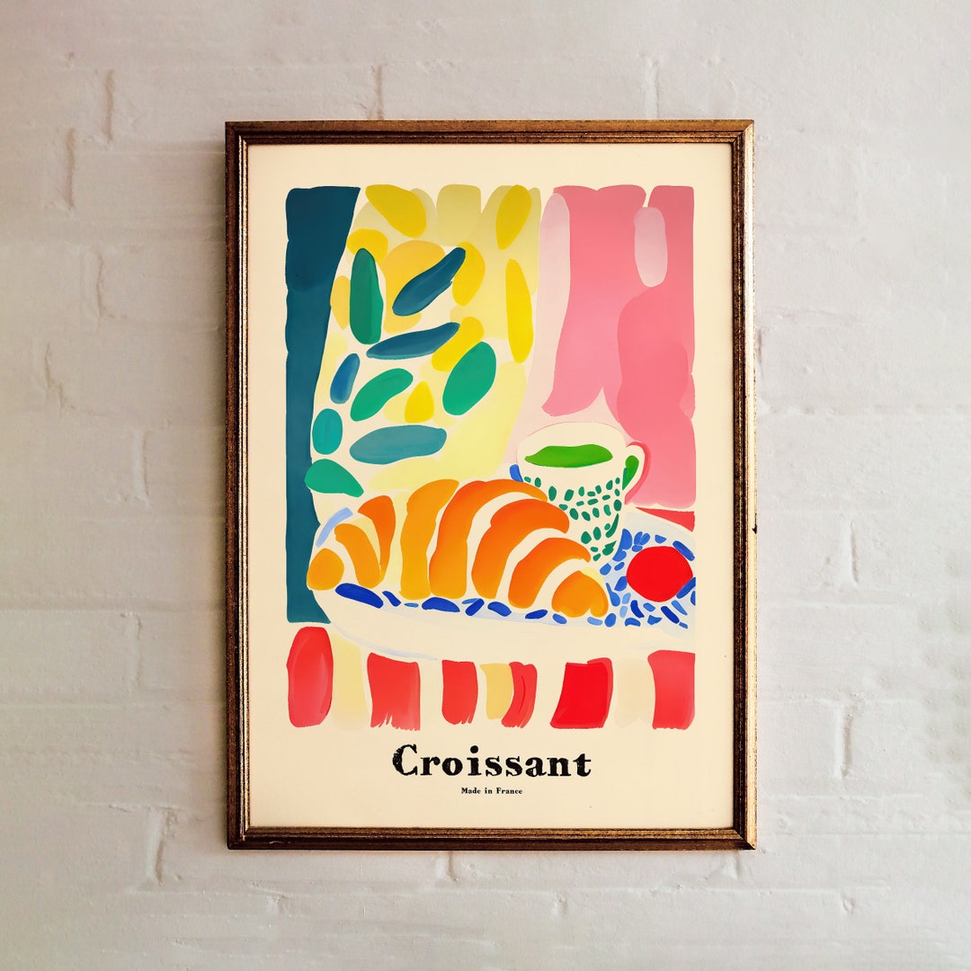 Croissant Poster Print I French Art I Coffee Wall Art I Retro Coffee ...