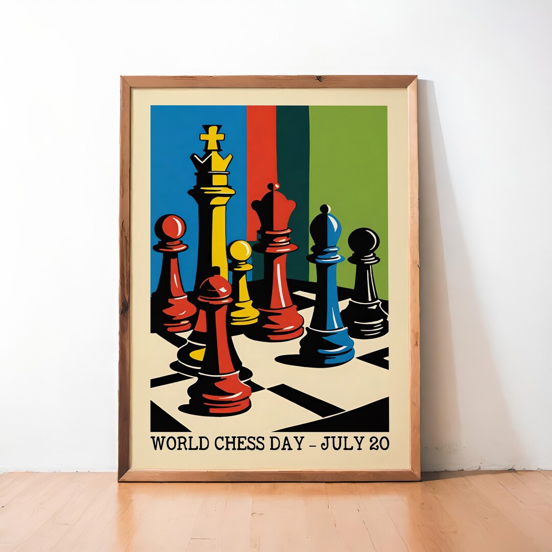 World Chess Day Poster - Colorful Chess Artwork - Unique Wall Decor for ...