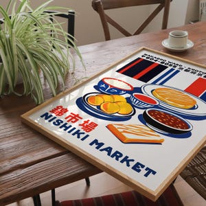 Nishiki Market Kyoto Poster - Japanese Food Illustration | Retro Travel ...