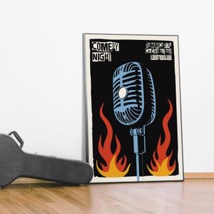 Comedy Night Poster, Collectible Chuckle Hut Hall Event Print, Retro ...