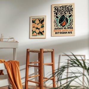 Retro Mussel Fest Poster Print 90s Wall Art, Vintage Poster, Bold ...