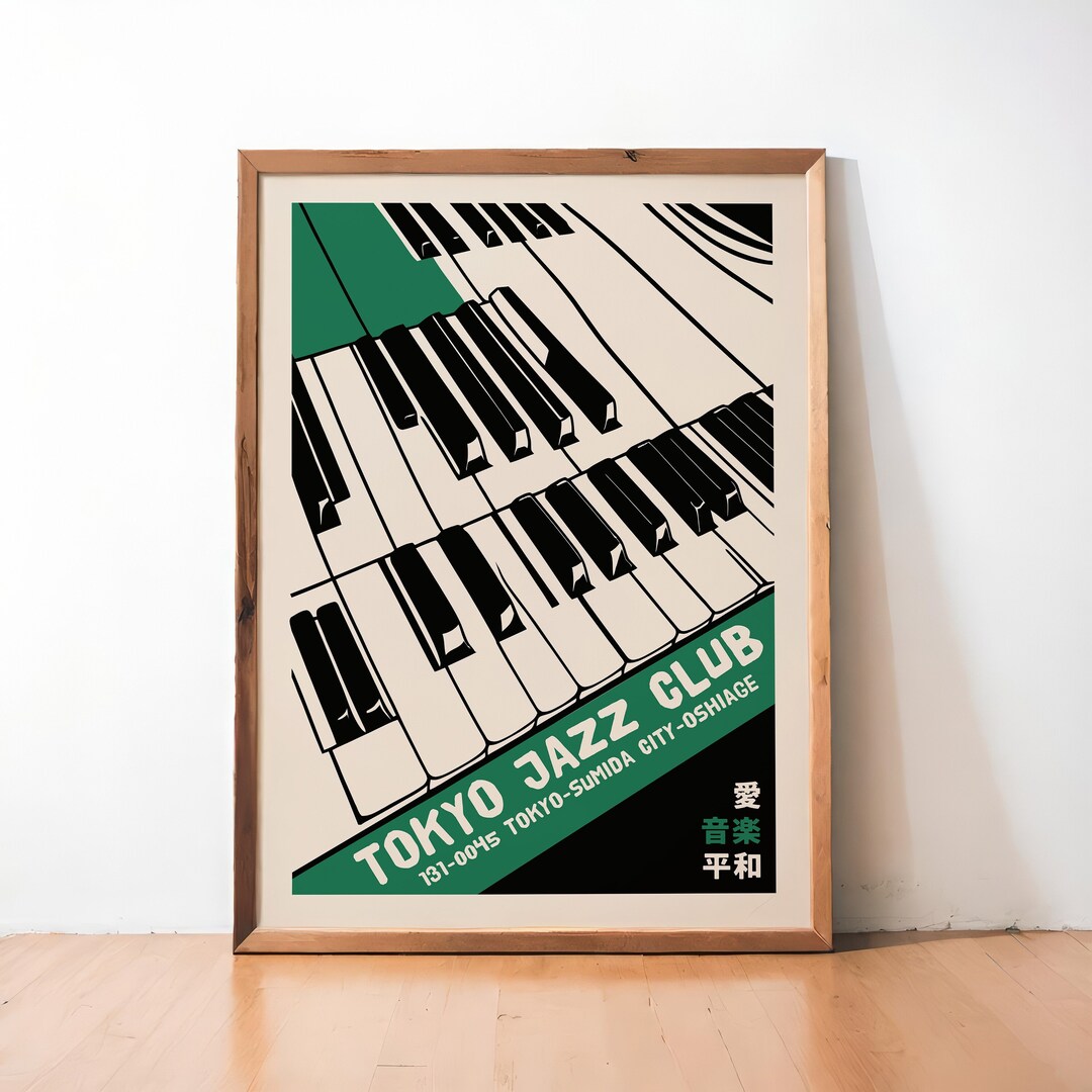 Tokyo Jazz Club Poster - Retro Piano Keyboard Art - Sumida City Oshiage ...