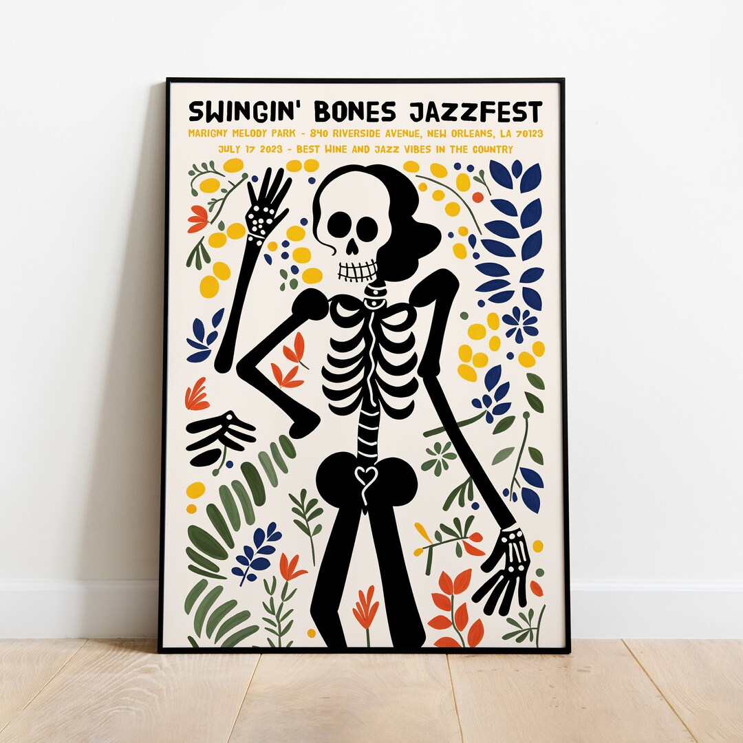 Summer Jazz Festival Poster New Orleans Swingin' Bones Music Poster ...