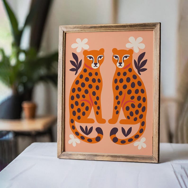 Bohemian Cheetah Art Print - Large Mailed Unframed Wall Giclee Poster ...