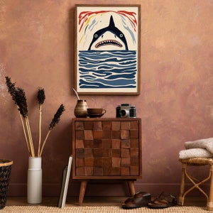 ANXIOUS SHARK Poster Quirky Wall Art Prints Funny Wall Art Prints ...