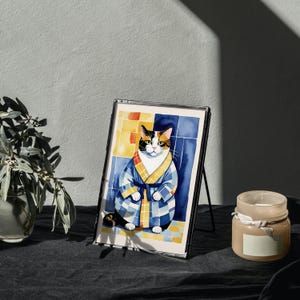 Calico Cat in Kimono Watercolor Art Print | Japanese Wall Decor ...