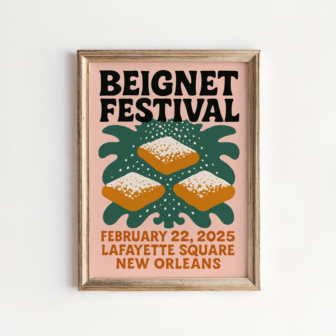 Beignet Festival New Orleans Poster - Food Pastry Dessert Louisiana ...