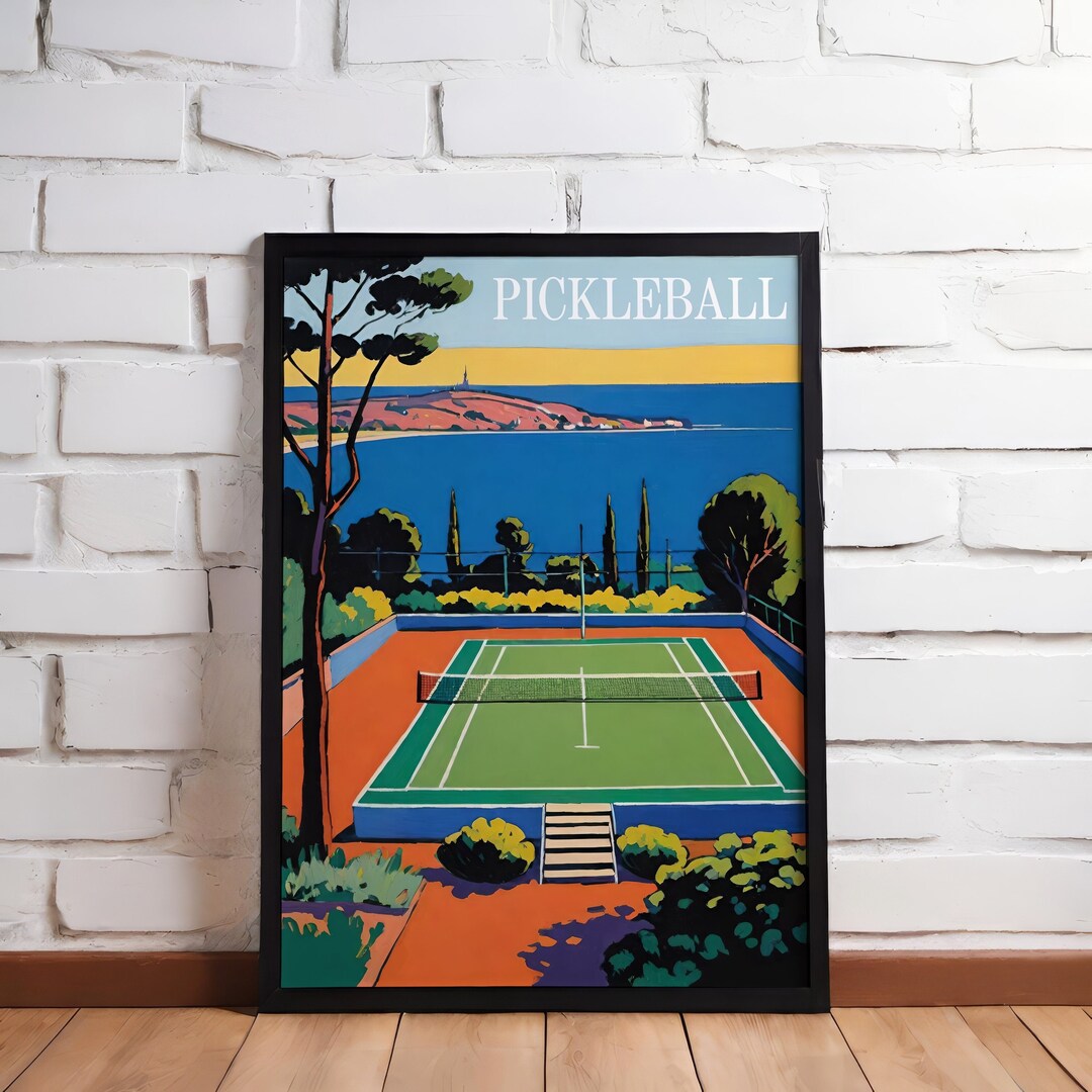 Pickleball Court Poster | Retro Sports Art Print | Outdoor Tennis ...