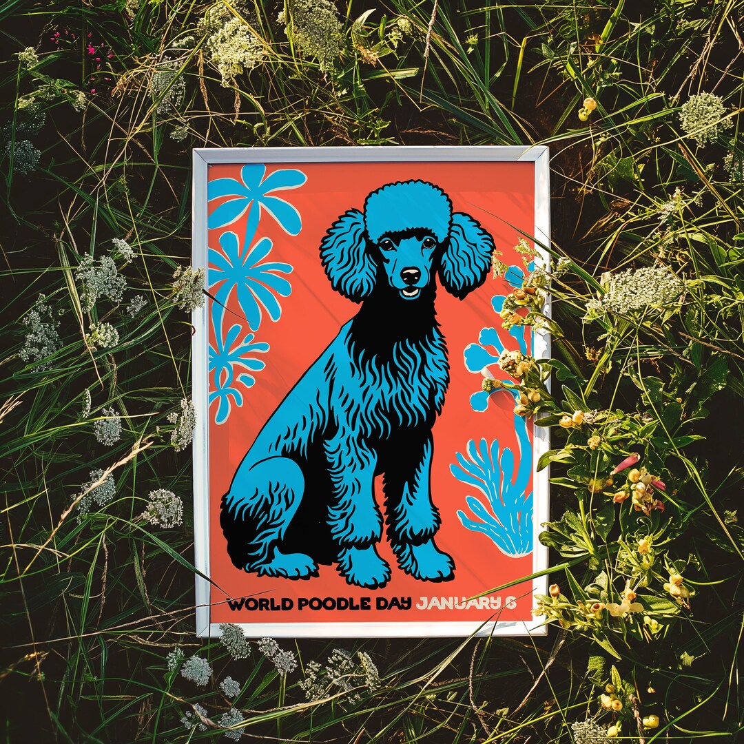 World Poodle Day Poster | Retro Pop Art Dog Print | Pet Lover Gift ...