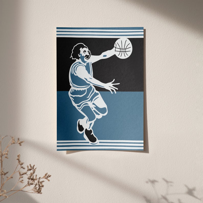 Balling Albert Einstein Poster Basketball Illustration - Etsy
