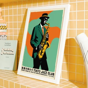 Japanese Jazz Club Poster, Tokyo Jazz Wall Art, Mid Century Modern ...