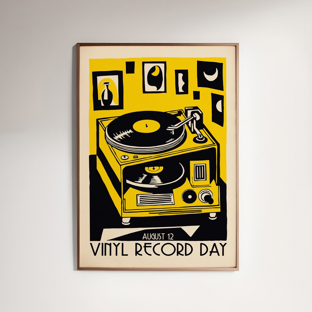 VINYL RECORD DAY Poster, Retro Turntable Vinyl Art, Music Memorabilia ...