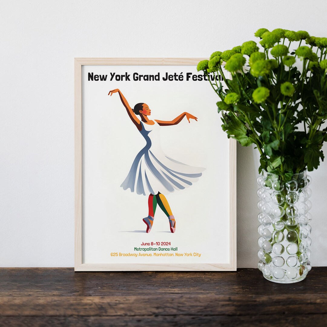 New York City Ballet Poster Retro Ballerina Wall Art Large - Etsy