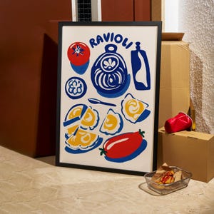 Italian Ravioli Kitchen Wall Art, Minimalist Food Print, Mediterranean ...