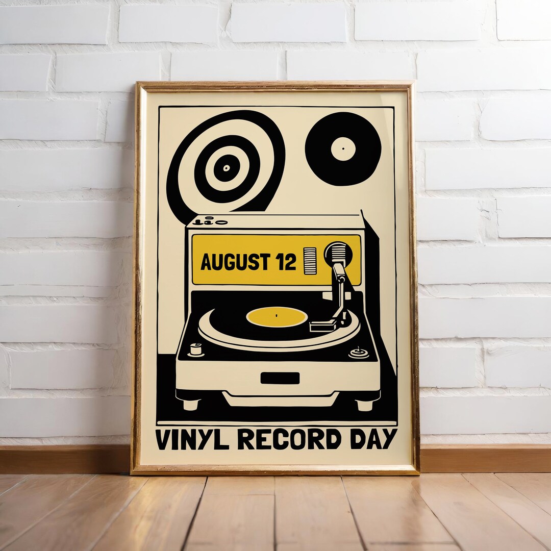 VINYL RECORD DAY Poster, Vintage Turntable Illustration, Retro Music ...