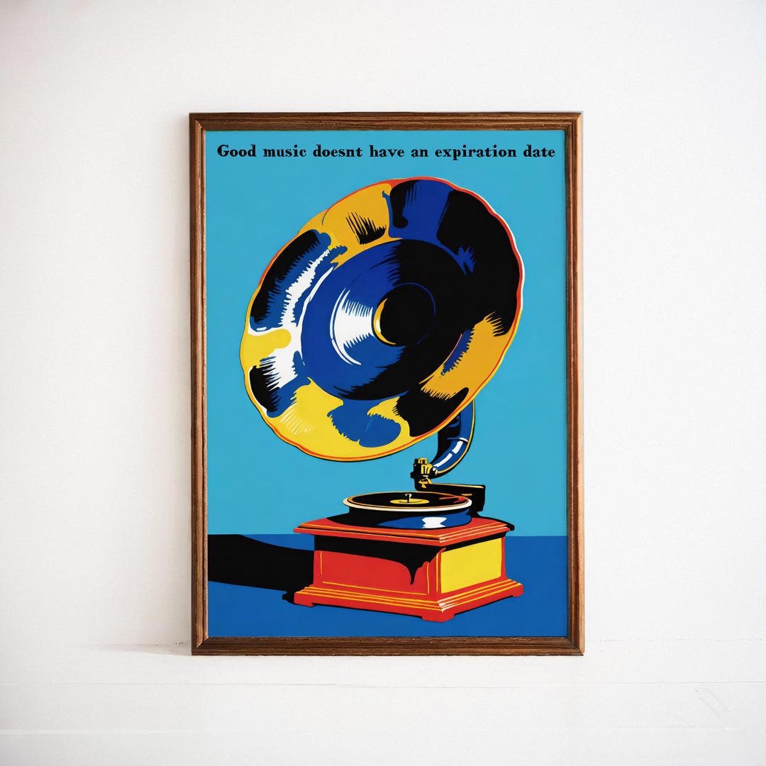 Good Music Quote Poster - Gramophone Retro Music Art Print - Colorful ...