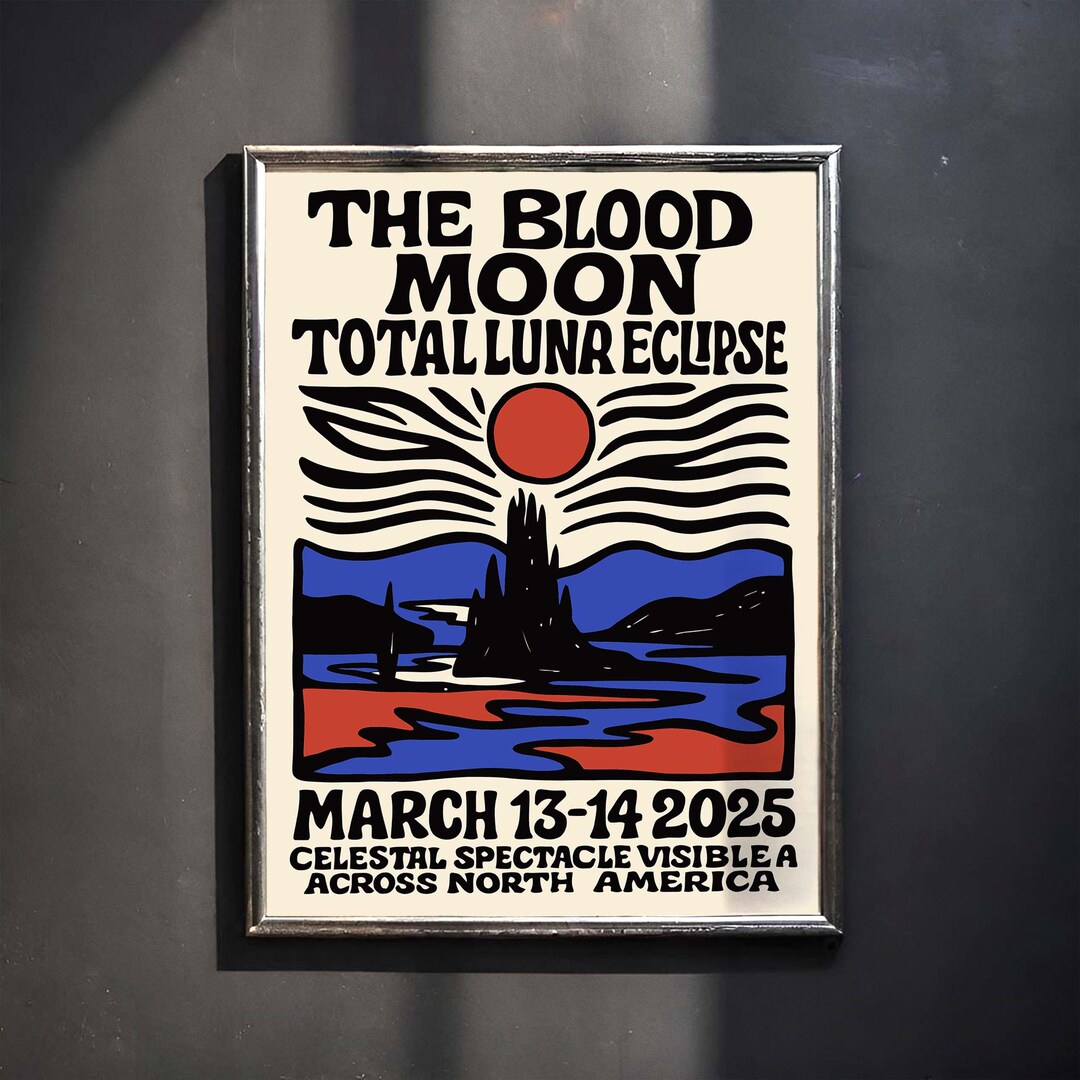 The Blood Moon - Lunar Eclipse Poster, Wall Print, Celestial Decor ...