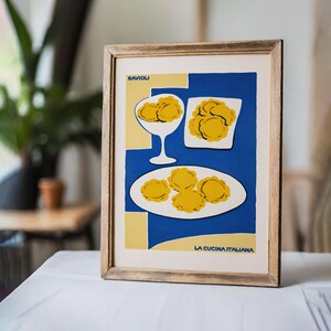 Italian Restaurant Wall Art, Retro Ravioli Poster, Mid Century Modern ...
