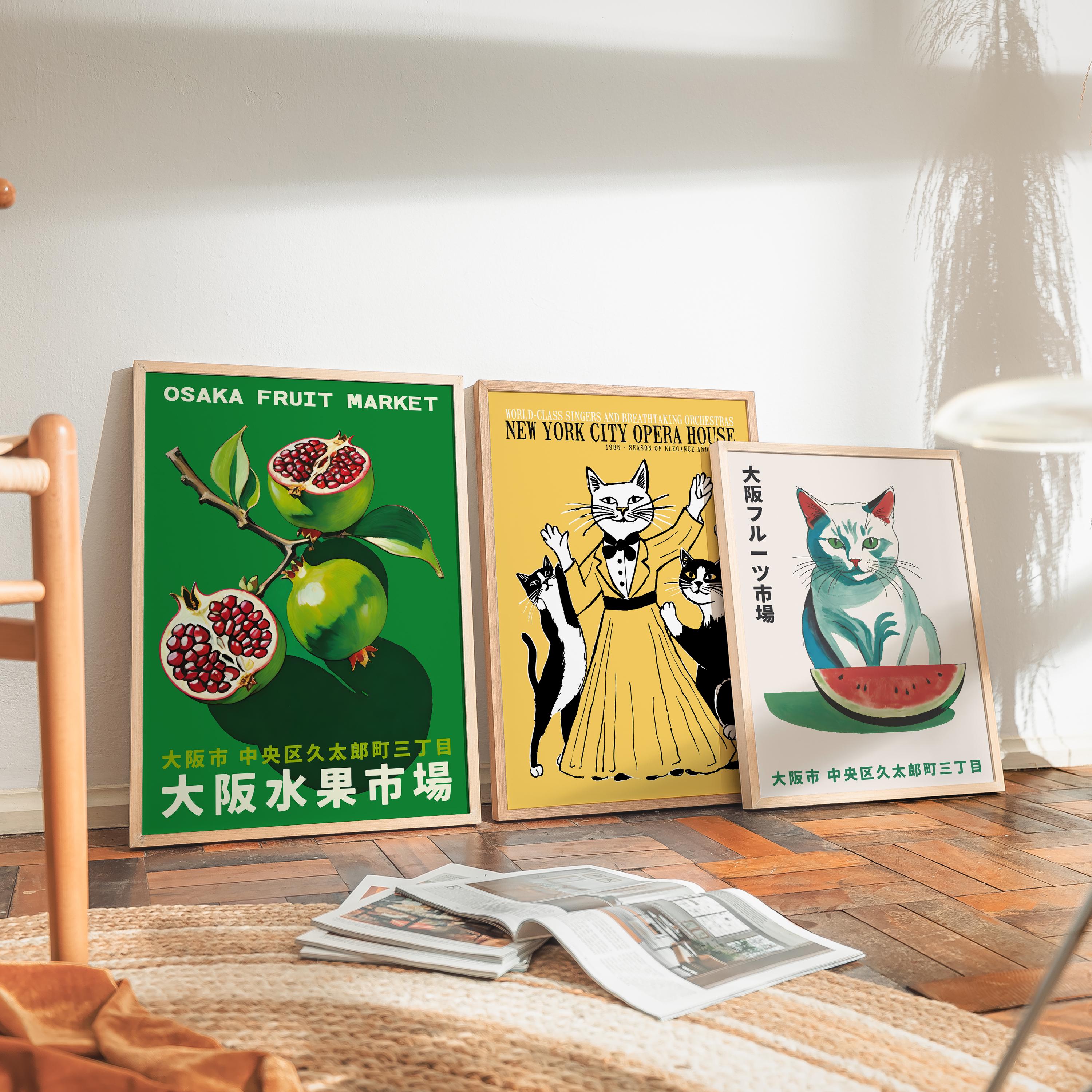 Osaka Fruit Market Poster: Japanese Pomegranate Print, Retro Kitchen ...