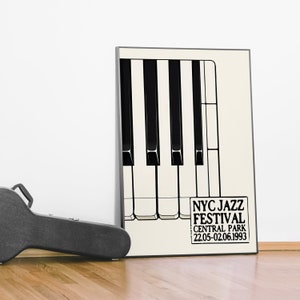 1993 NYC Jazz Festival Poster - Central Park Collectible Music Event Memorabilia - Retro Piano ...