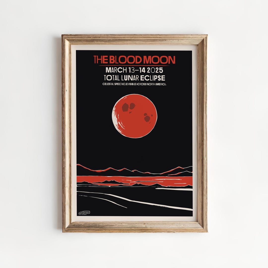 Blood Moon Lunar Eclipse Poster - 2025 Total Lunar Eclipse Celestial ...