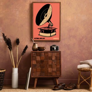 NATIONAL VINYL DAY Poster | Retro Record Player Art Print, August 12 ...