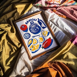 Italian Ravioli Kitchen Wall Art, Minimalist Food Print, Mediterranean ...