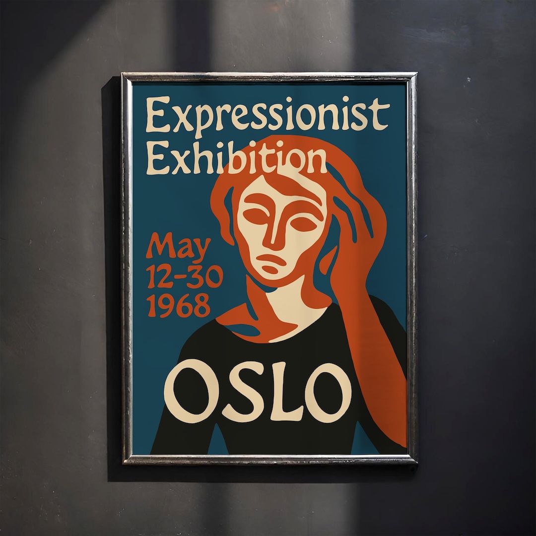 Expressionist Poster Reprint – Oslo Art Exhibition 1968 Print – Retro ...