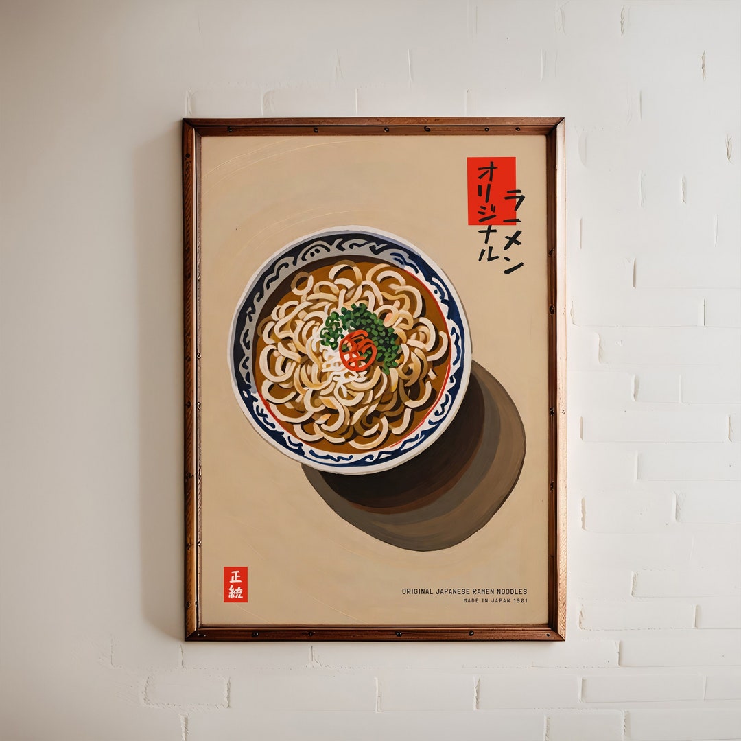 AUTHENTIC RAMEN POSTER - Japanese Noodles 1961 Advertising Reproduction ...