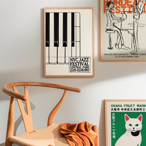 1993 NYC Jazz Festival Poster - Central Park Collectible Music Event Memorabilia - Retro Piano ...