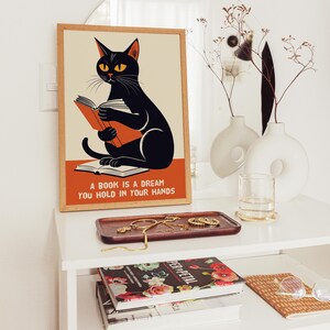 Cat Reading Quote Poster - Literary Wall Art | Perfect Gift for Readers ...