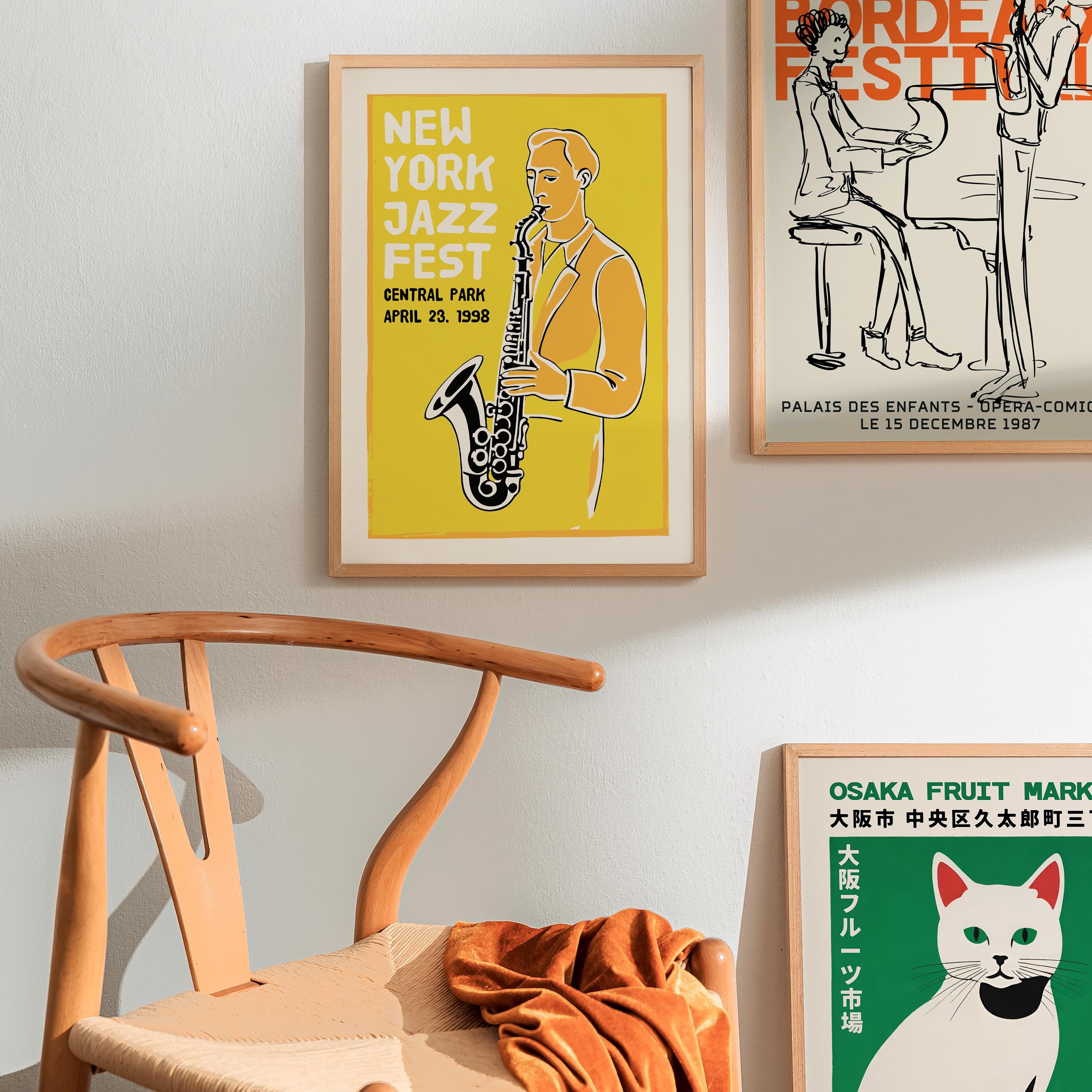 New York Jazz Fest Poster: Retro Saxophone Art Print - Etsy