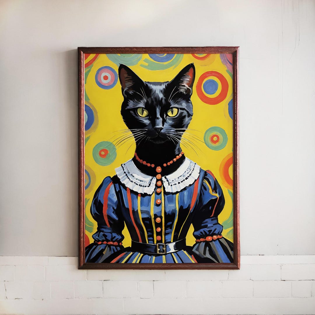 Victorian Cat Portrait Print, Baroque Royal Pet Wall Art, Whimsical ...