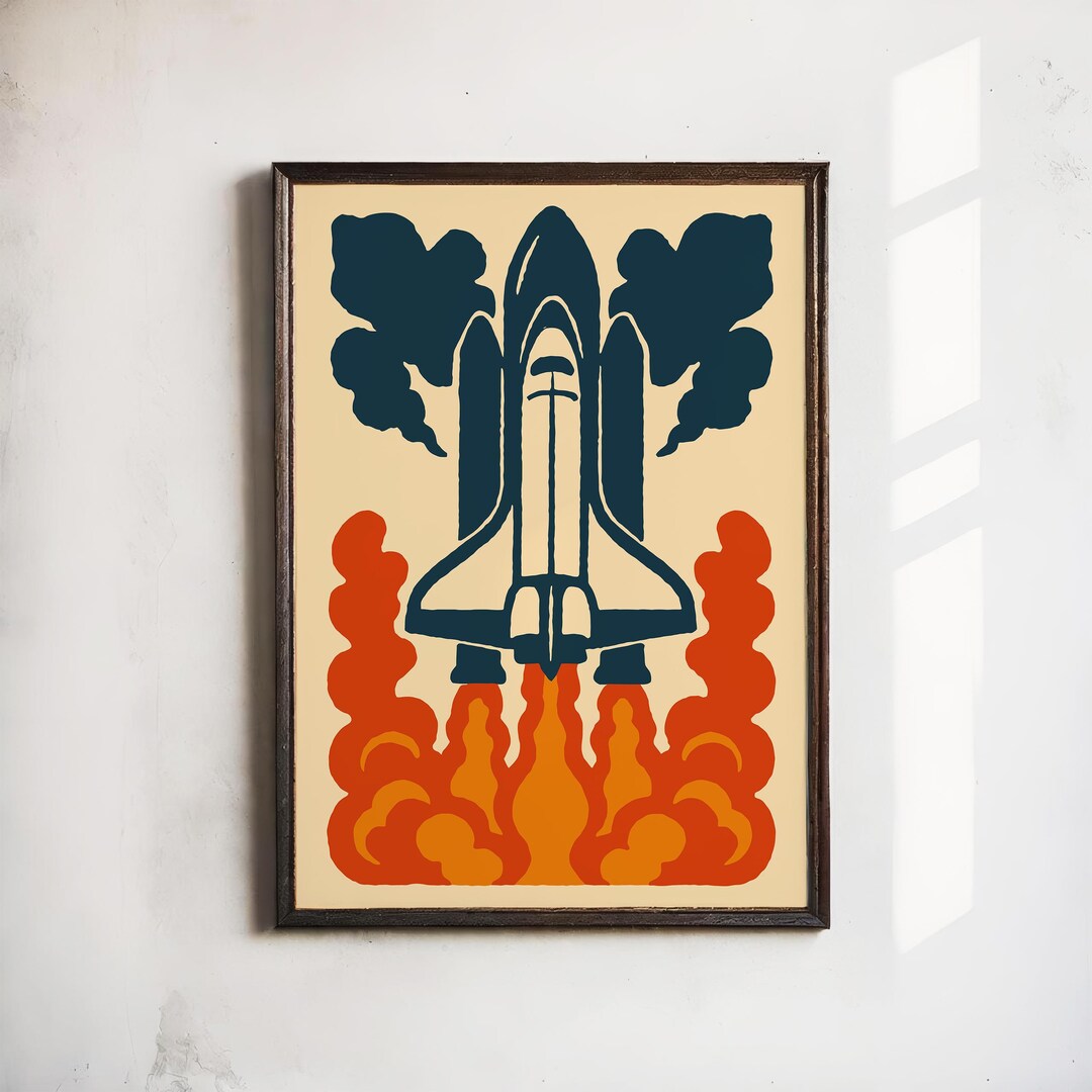 Retro Space Shuttle Wall Art Print for Sci-fi Lovers, NASA Fans, Dorm ...