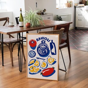 Italian Ravioli Kitchen Wall Art, Minimalist Food Print, Mediterranean ...