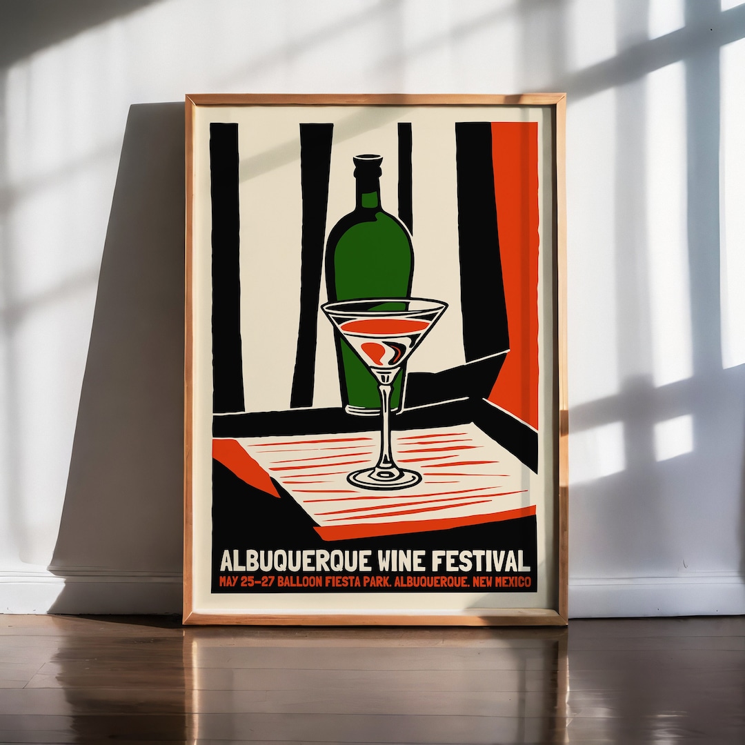 Albuquerque Wine Festival Poster, Retro Style Art Print, New Mexico ...