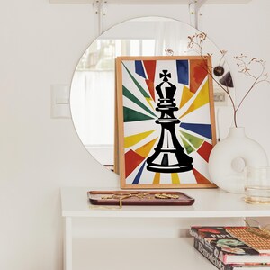 Chess King Poster | Strategic Thinker Gift | Colorful Geometric Art ...