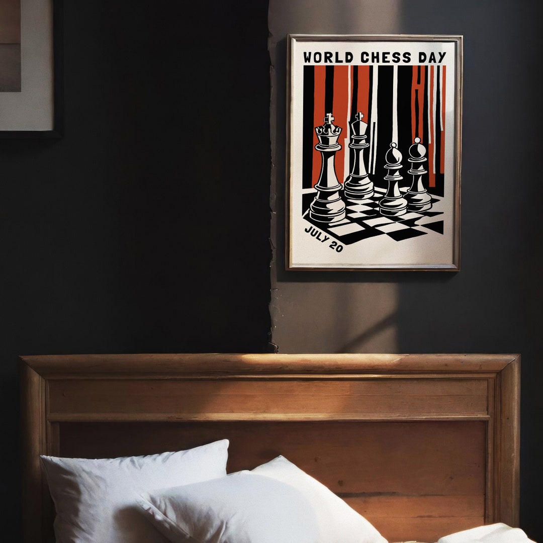 World Chess Day Poster, Limited Edition, Black and White Chess Art ...