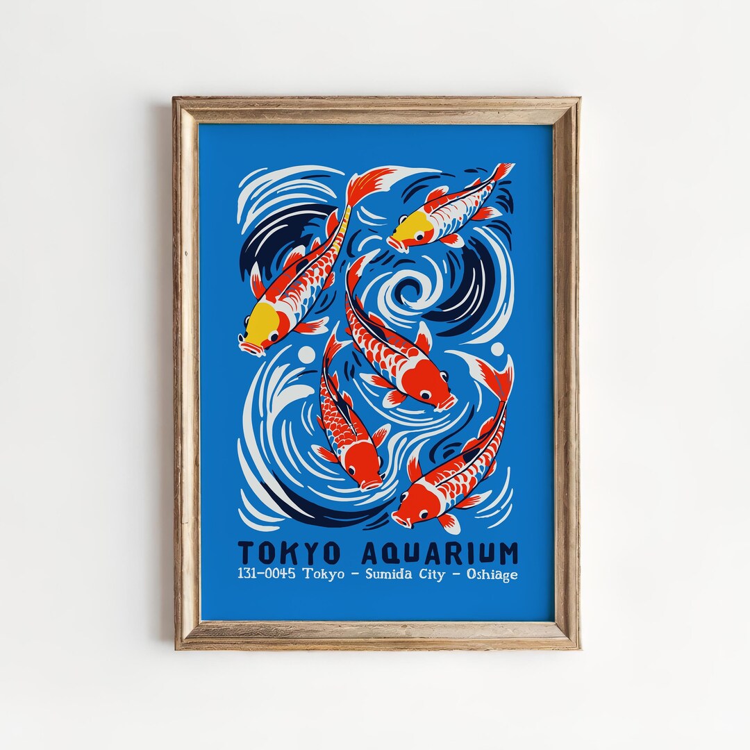 Koi Fish Poster - Japanese Art Print of Koi Carp - Tokyo Aquarium ...