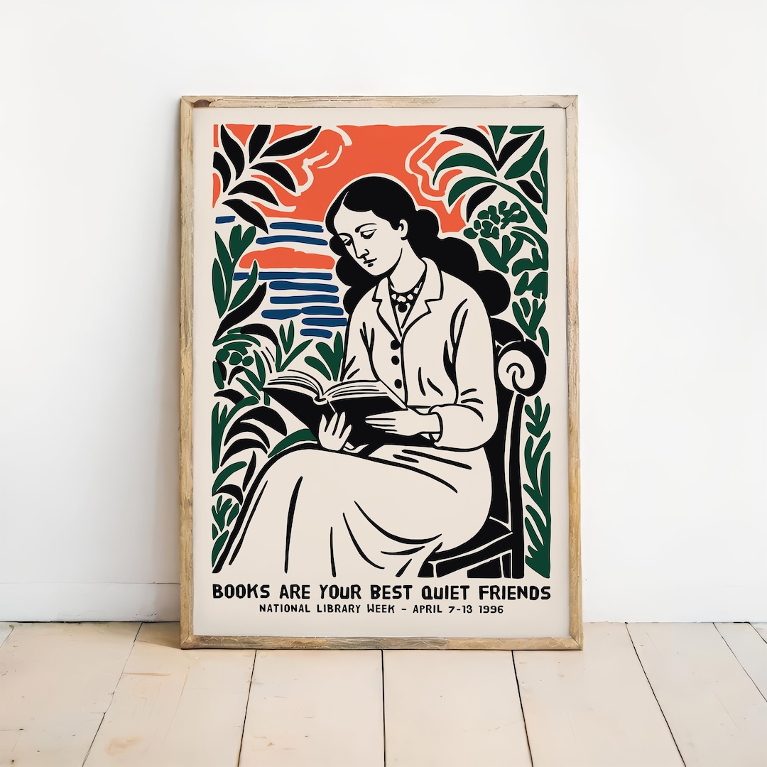 RETRO LITERARY POSTER - Lithograph Reproduction, Home Library Decor ...