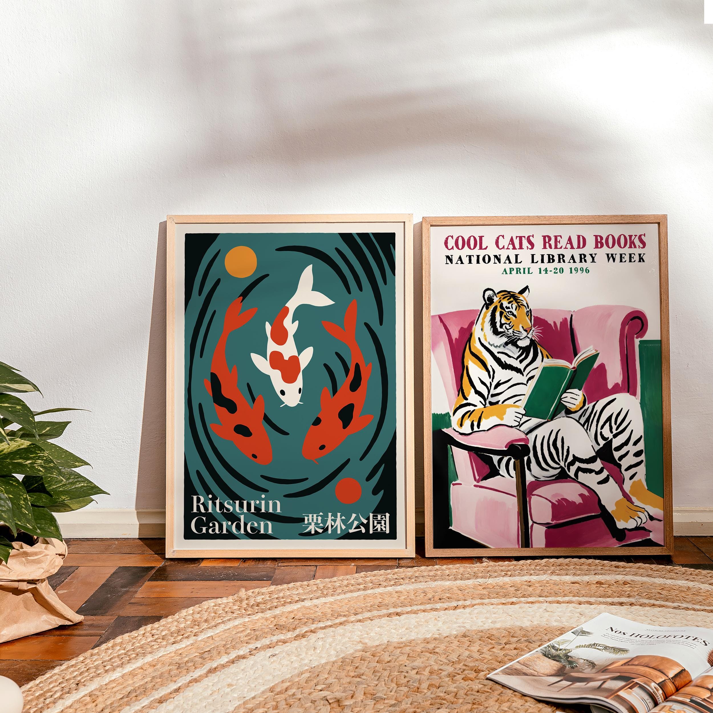 Koi Fish Circle Motif Poster - Japanese Wall Art Print Decor ...